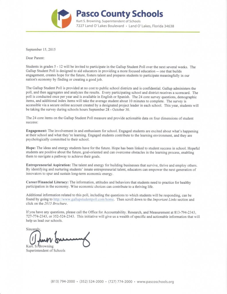 Gallup Student Poll Superintendent Letter – English | Charles S. Rushe ...