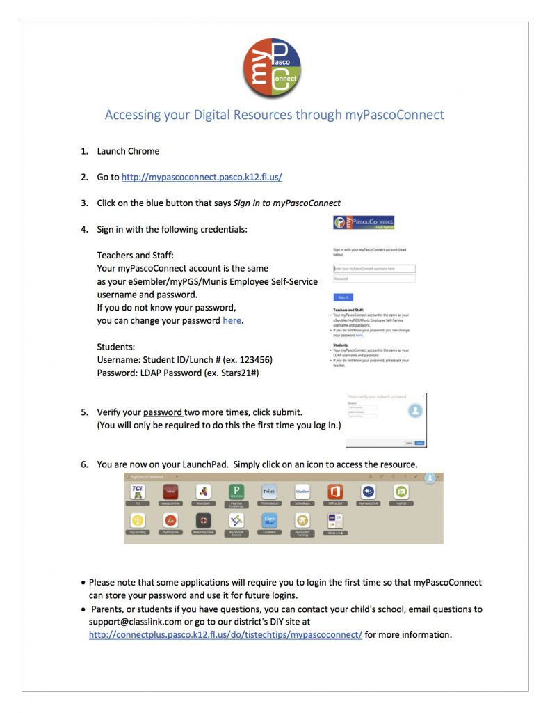 Accessing your Digital Resources through myPascoConnect | Charles S ...